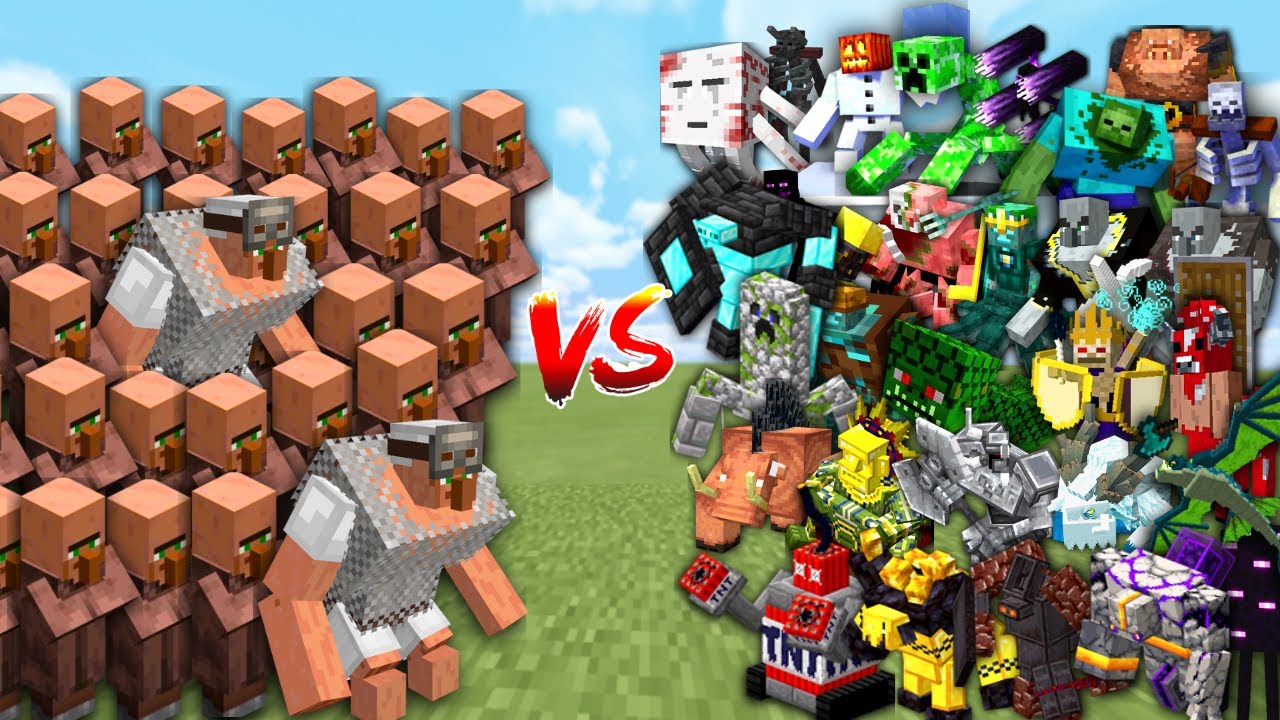 VILLAGERS vs MODDED ARMY in Minecraft Mob Battle - YouTube