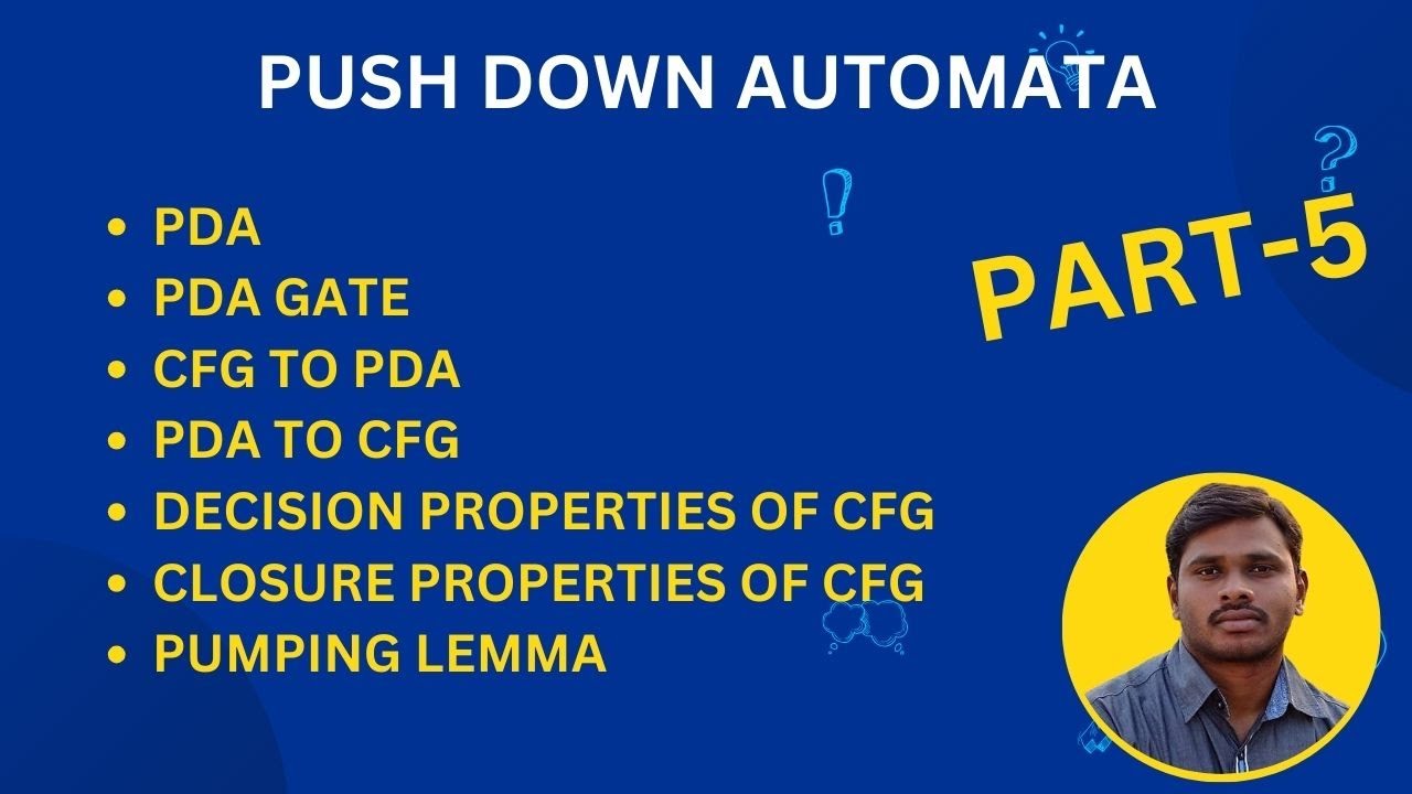 5. Push Down Automata in Telugu | Pumping Lemma | Decision Properties ...