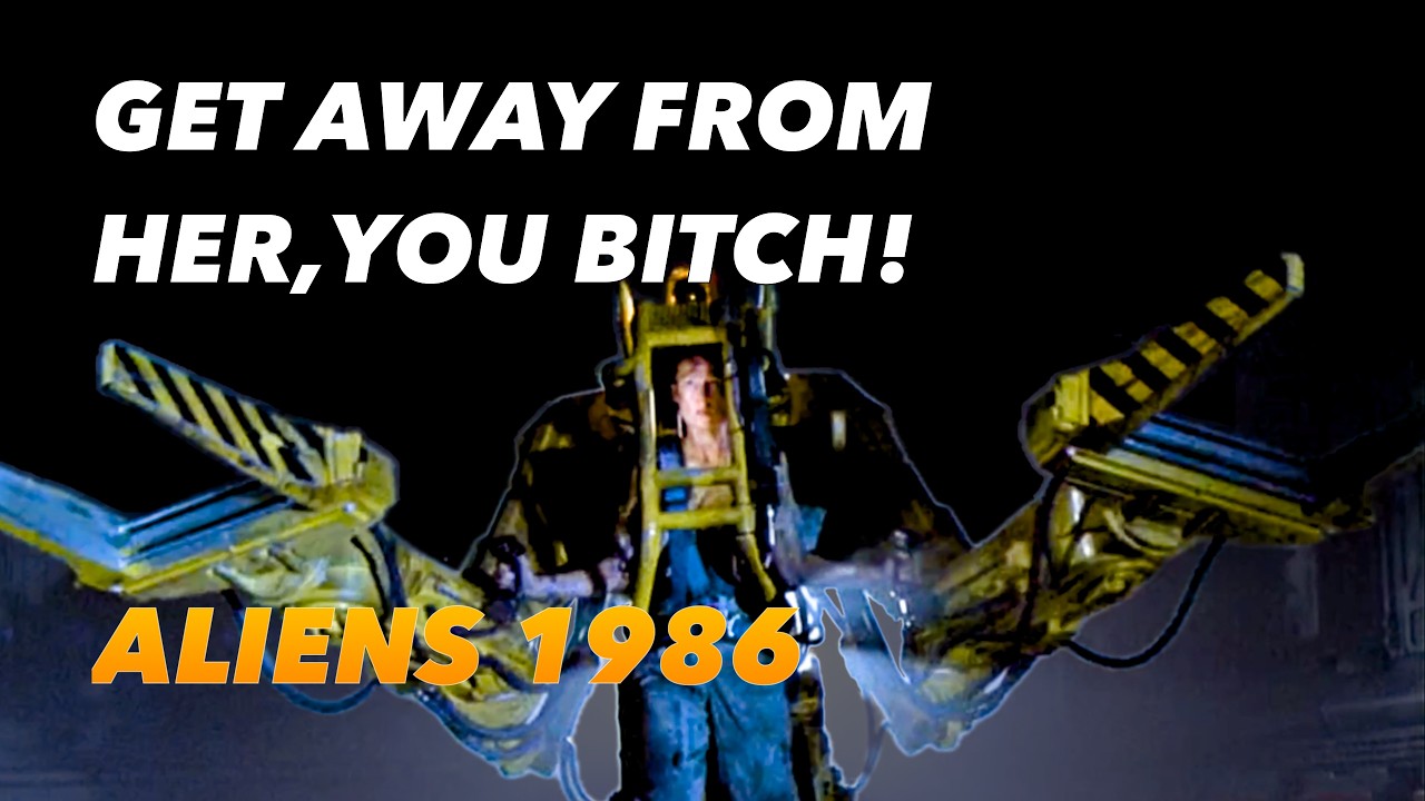 Get Away From Her, You Bitch. Ripley vs Alien Queen scene, Aliens (1986 ...