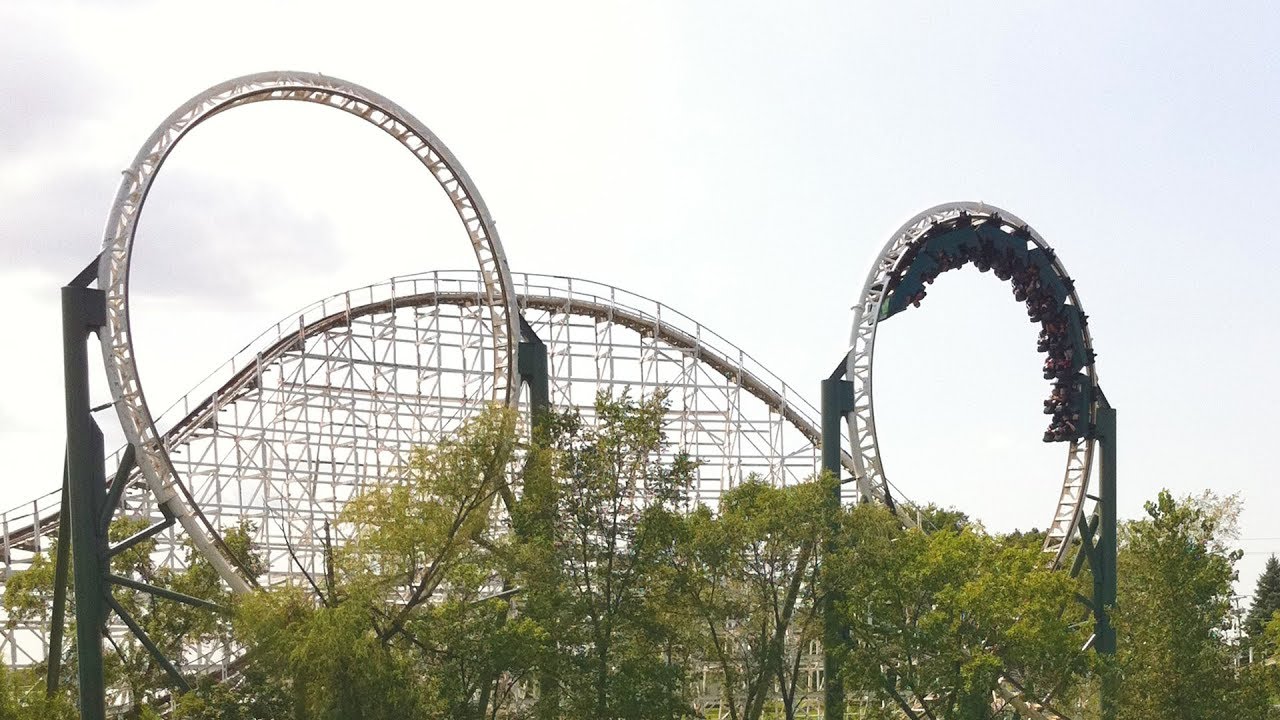 Rough but Intense Dragon Roller Coaster! Adventureland Iowa Retro TPR ...