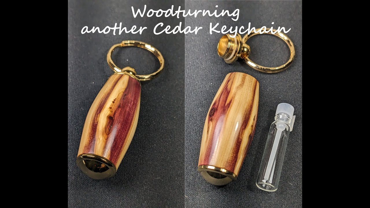 Woodturning - Cedar Keychain #1 - YouTube