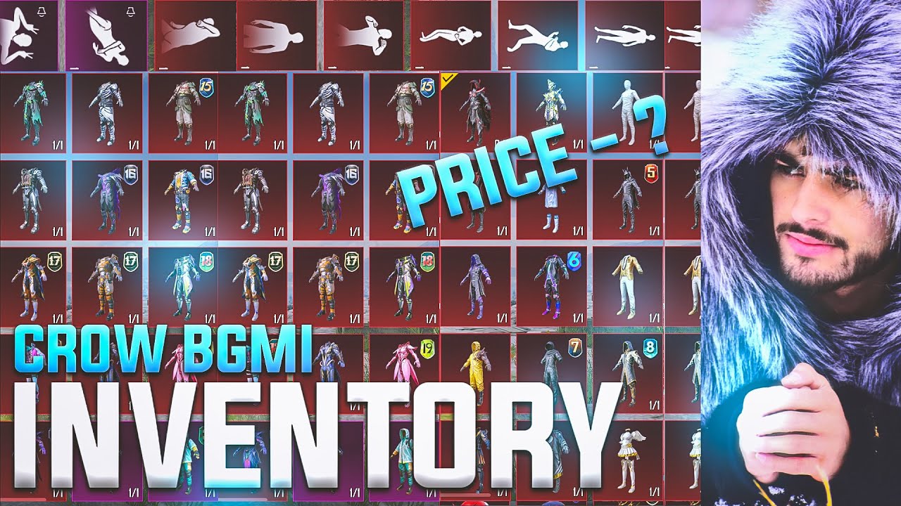 CROW BGMI INVENTORY | GUESS THE PRICE OF MY INVENTORY | BGMI INVENTORY ...