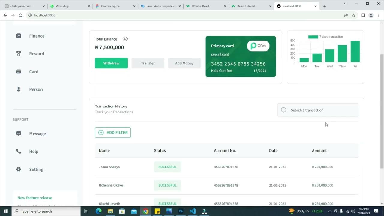 Fintech mobile and web application , Reactjs, Nextjs, MUI, UI design in ...
