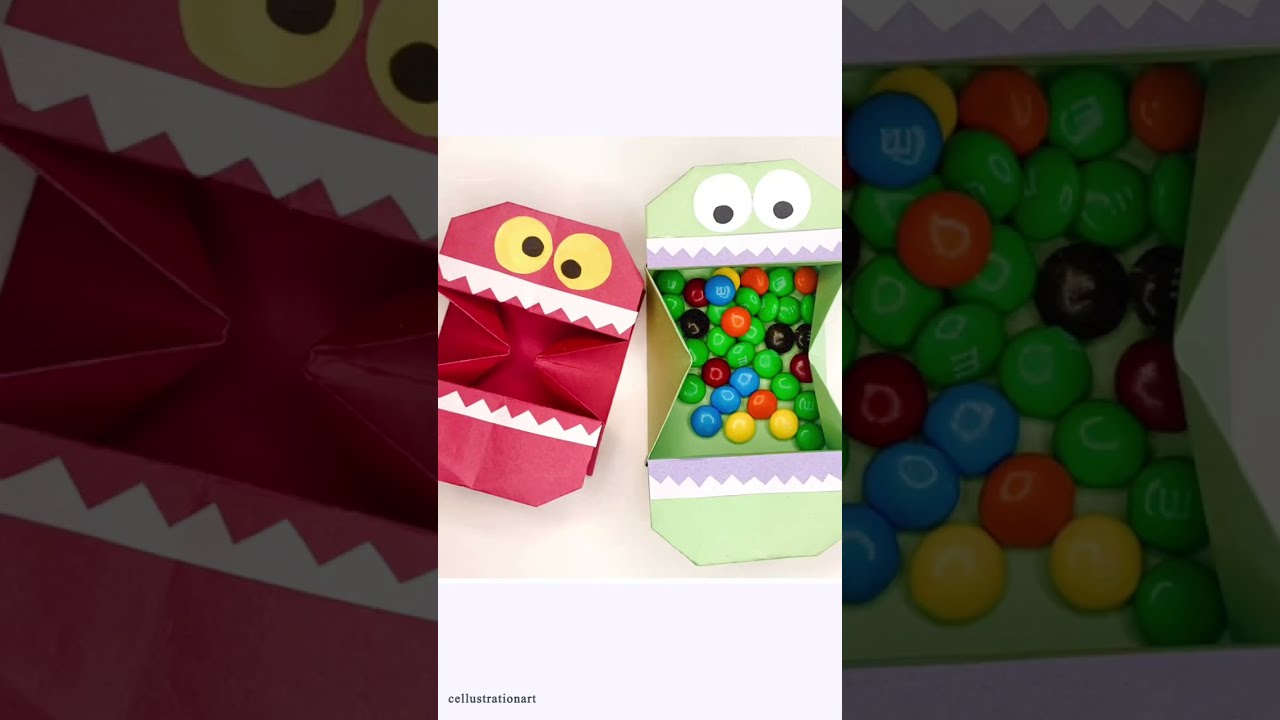Monster Candy Box😛Paper Gift Box | Origami Paper Box | DIY Halloween ...