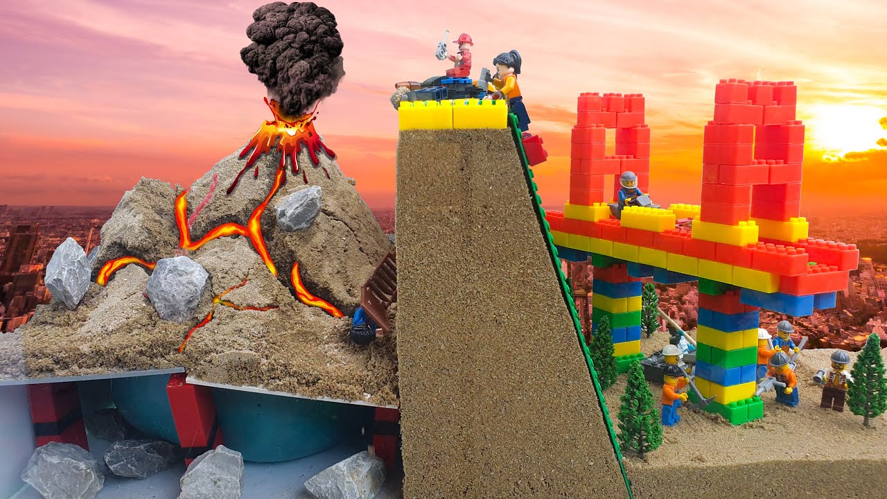 Volcano By Water Balloons Destroy Lego City - LEGO Dam Breach ...