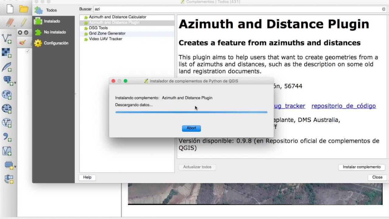 7 QGIS Instalar Complemento "Azimuth and Distance Plugin" para ...