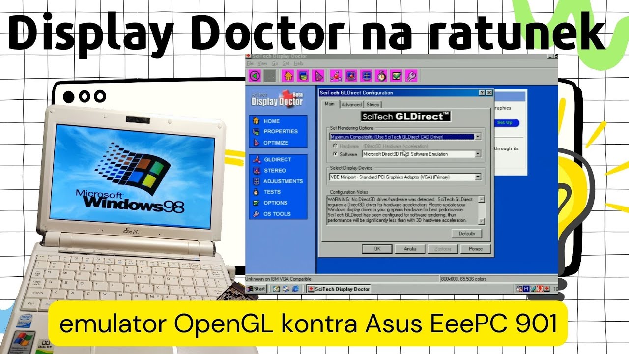 Retro Komputerowy Eksperyment: ASUS EeePC z Windows 98, Scitech Display ...
