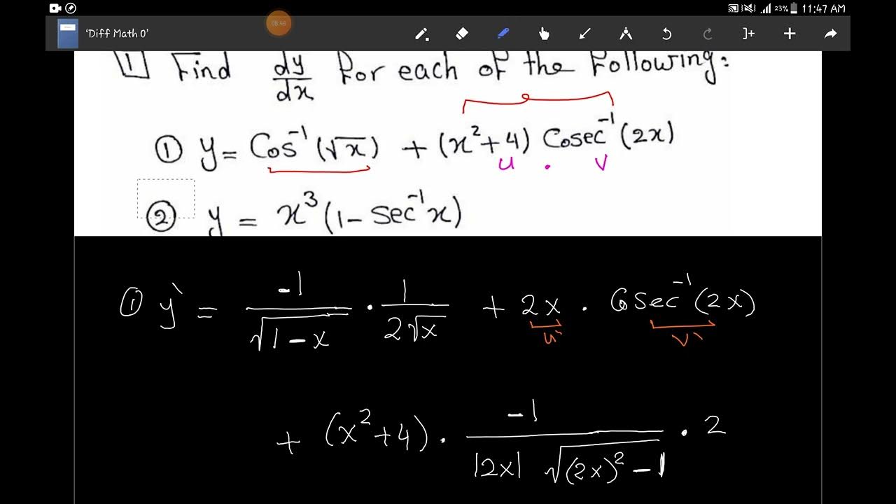 iii. Differentiation: inverse trig functions and sheet examples - YouTube