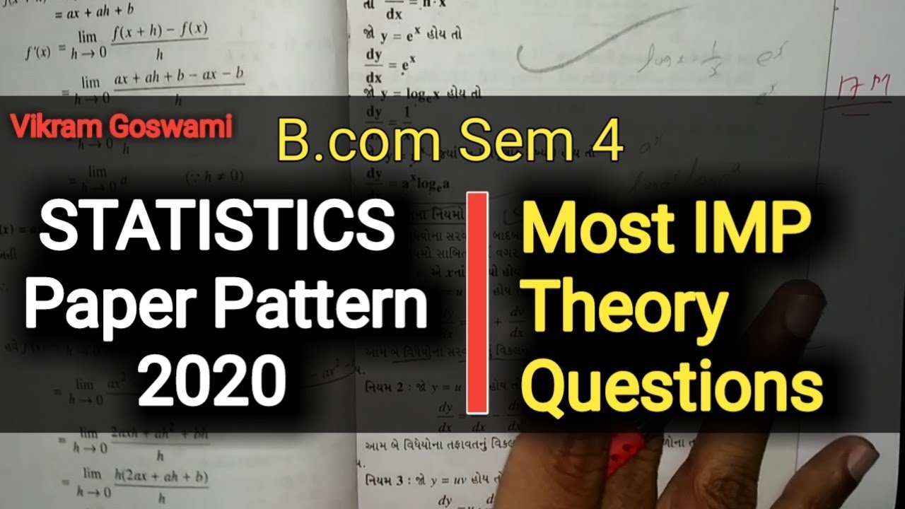 STATISTICS | Paper Pattern and Most IMP Theory 2020 | B.com Sem 4 - YouTube