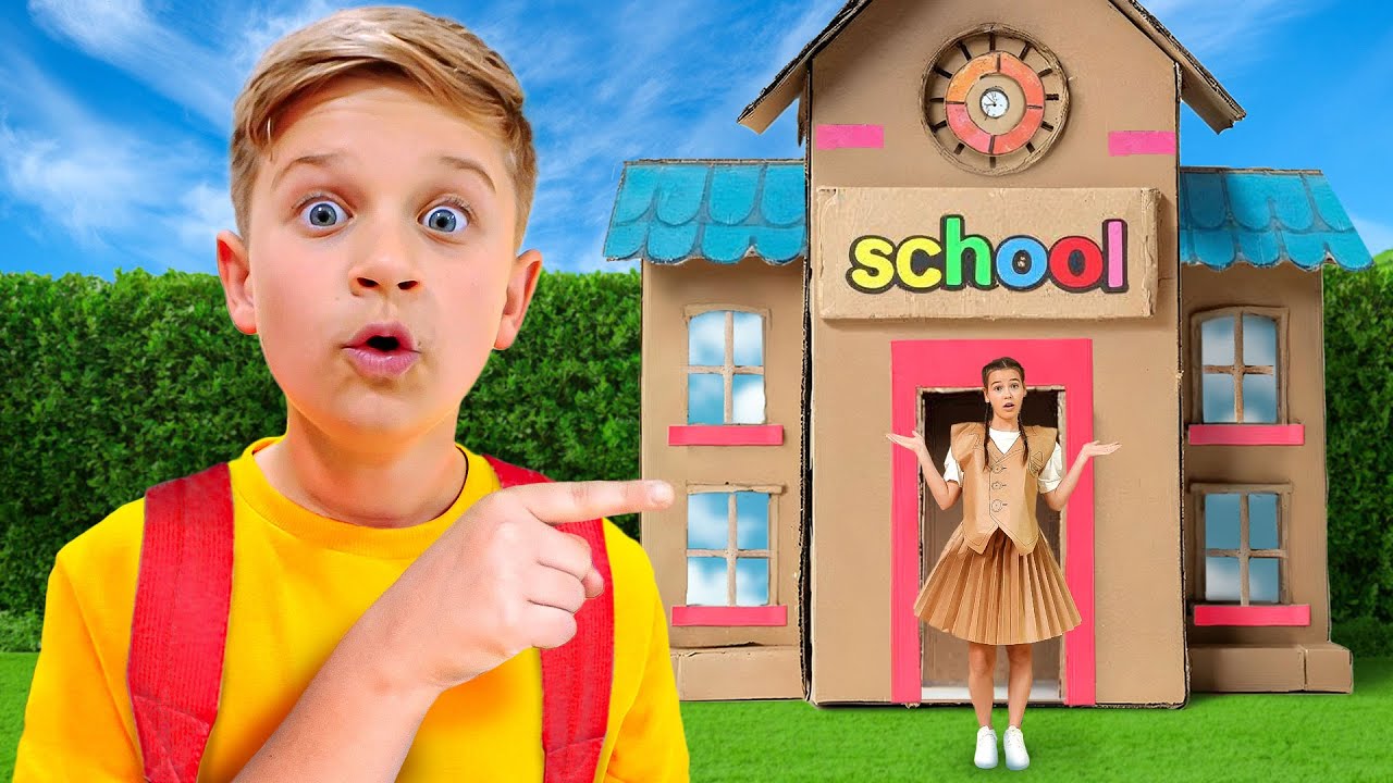 Cardboard SCHOOL Adventure for kids | Exciting Cardboard Stories for ...