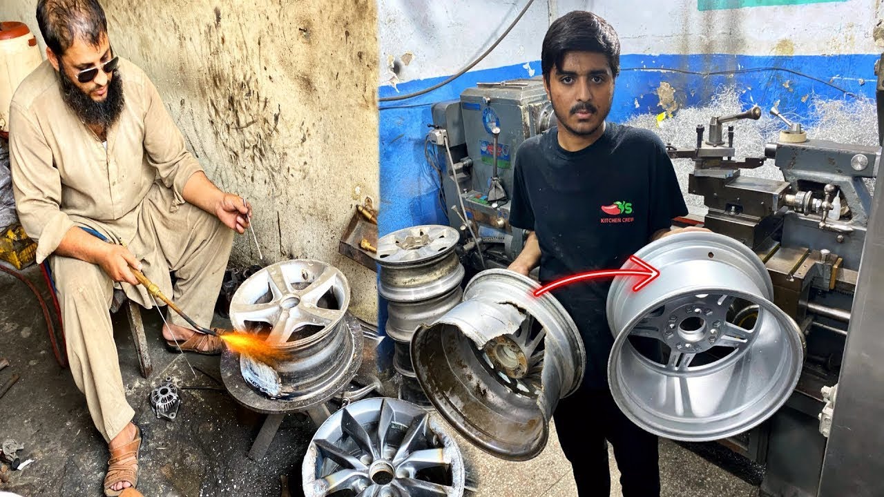 How to Repair Broken Alloy Wheel Rim | How to Repair a aluminum Bent ...