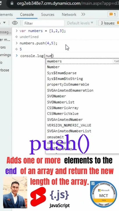 push() values in an array using Jscript #jscript #push() #coding #popular #jscript #trending ...
