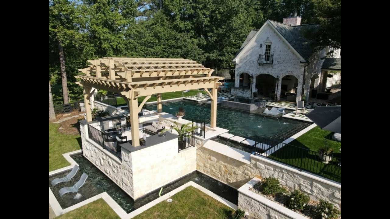 Luxurious Double Pool Design with 360 Infinity Spa and Custom Pergola ...