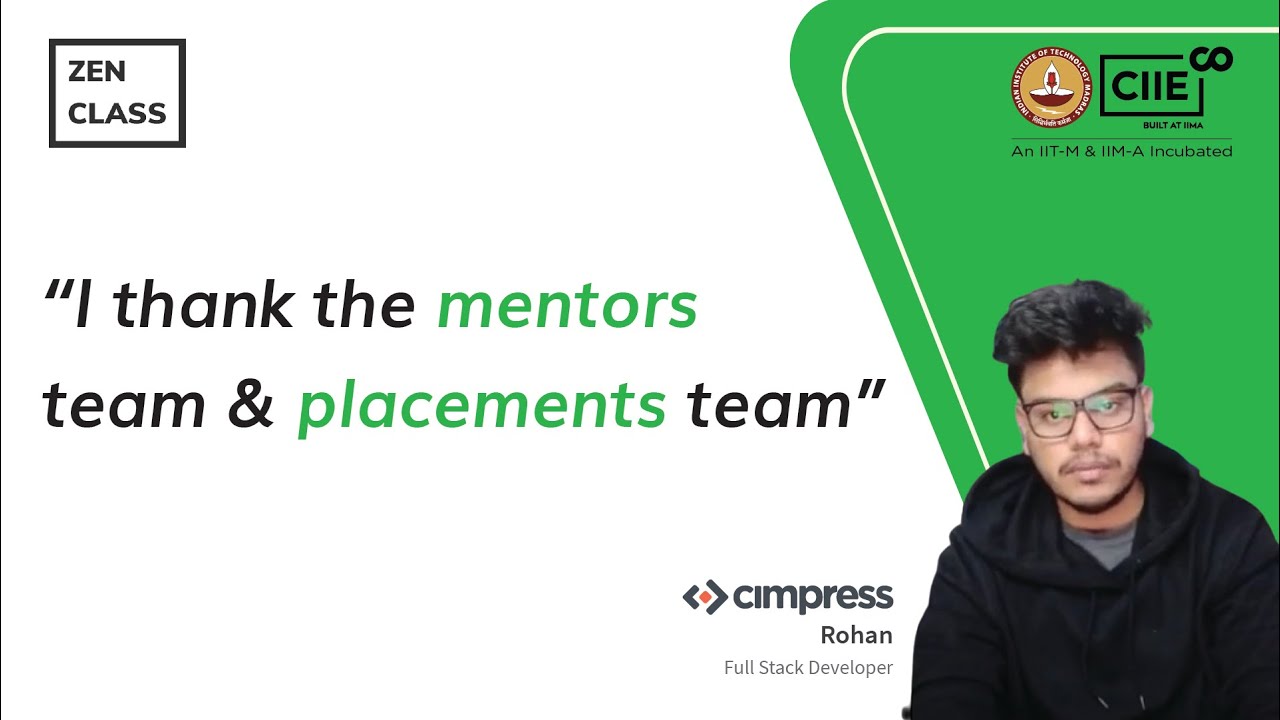 ZenClass | Rohan, Full Stack Developer, Cimpress | Success Stories - YouTube