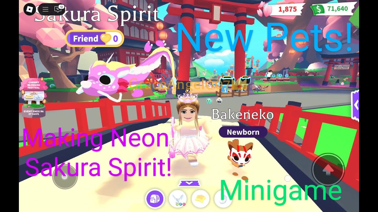 Adopt Me Update Cherry Blossom Festival! Making Neon Sakura Spirit Pet ...