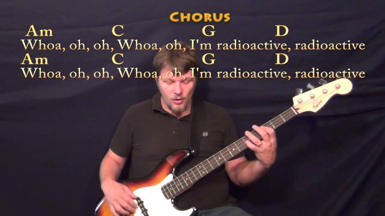 Radioactive (IMAGINE DRAGONS) Bass Guitar Cover Lesson in G with Chords ...