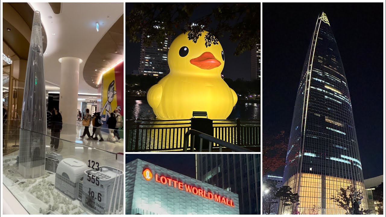 Walking tour around Seokchon lake and Lotte world tower. ~Rubber duck ...