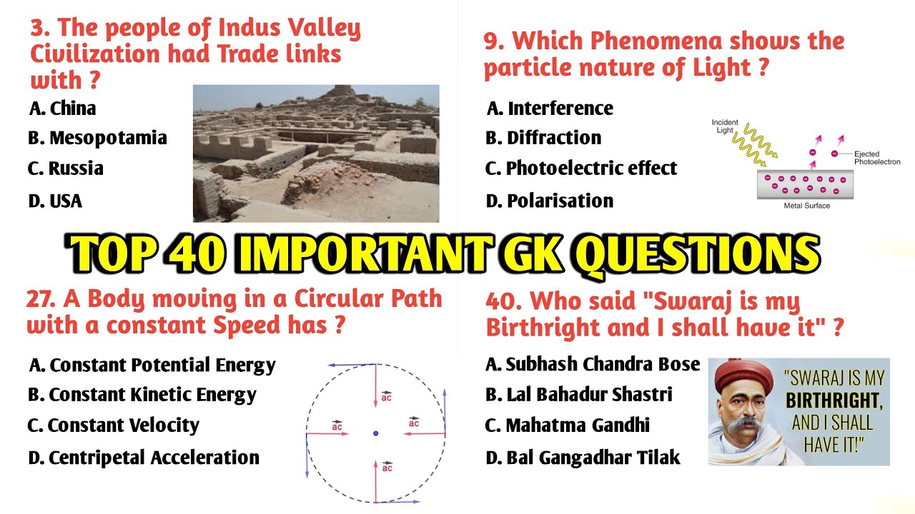 Top 40 GK Questions for All Competitive Exams - General Knowledge - YouTube