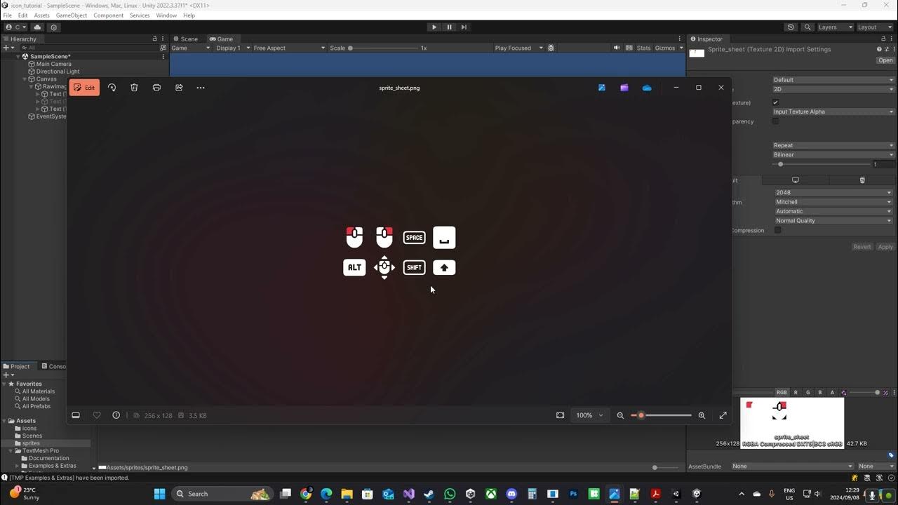 Unity icons in text field, textmeshpro, sprite asset - YouTube