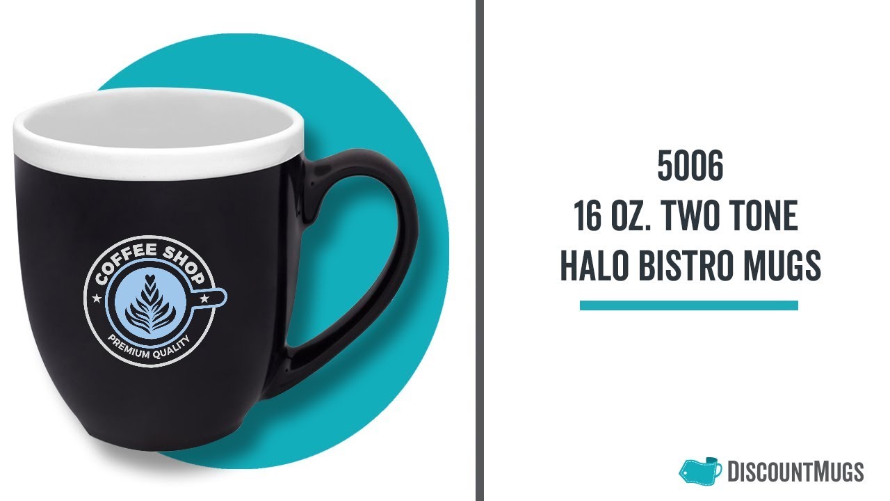 Personalized 16 oz. Two Tone Halo Bistro Mugs - YouTube