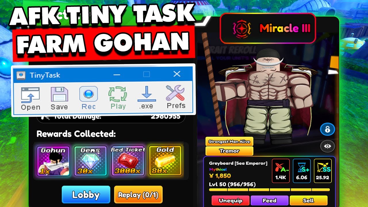Mình AFK TINY TASK để FARM SHINY GOHAN Trong Anime Reborn - YouTube