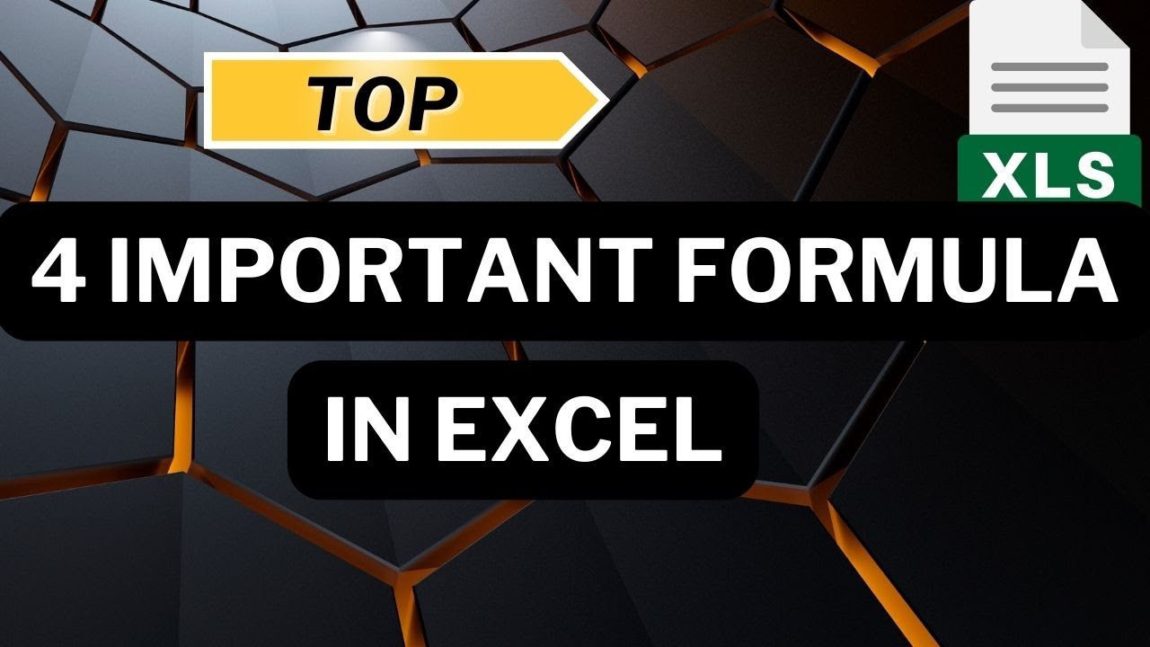 Top 4 Important Formula in Excel - YouTube