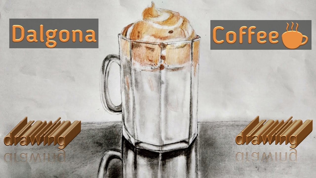 Dalgona Coffee recipe || Speed drawing - YouTube