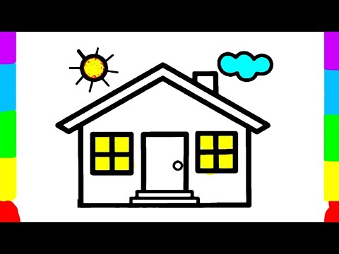 Draw A colourful house from Dot| House drawing easy| Easily house ...