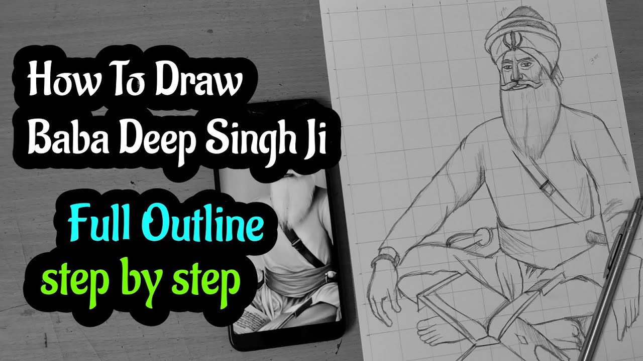 How To Draw Baba Deep Singh ji Drawing ( full outline) #sketching # ...