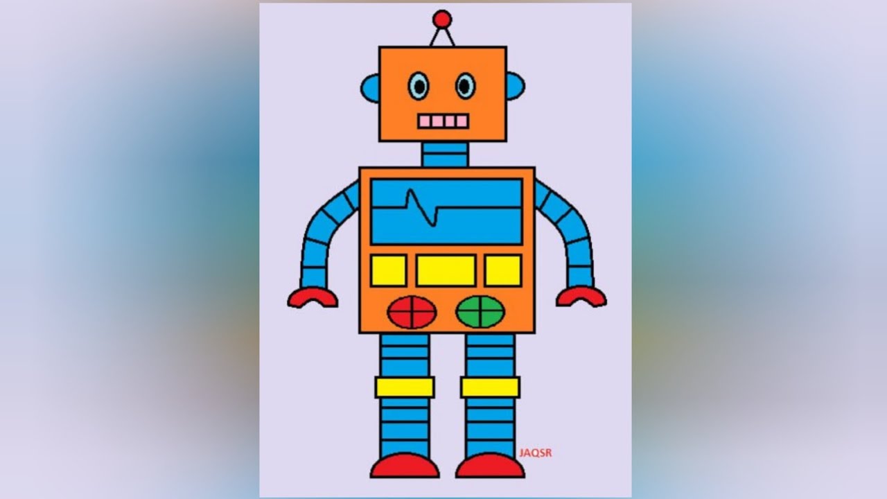 Robot Drawing | Robot | Cartoon | Art | MS Paint | Easy Drawing | How ...