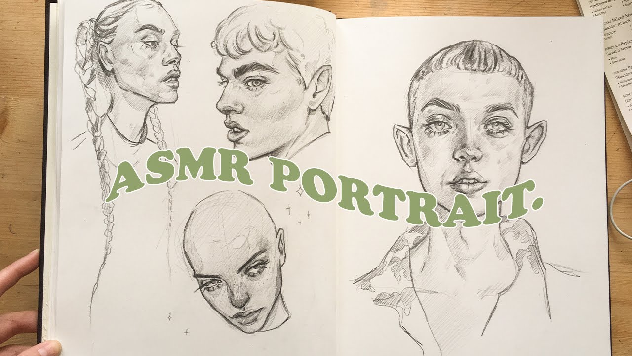 ASMR drawing faces in my sketchbook 🌿 for relaxation and sleep🍃 - YouTube