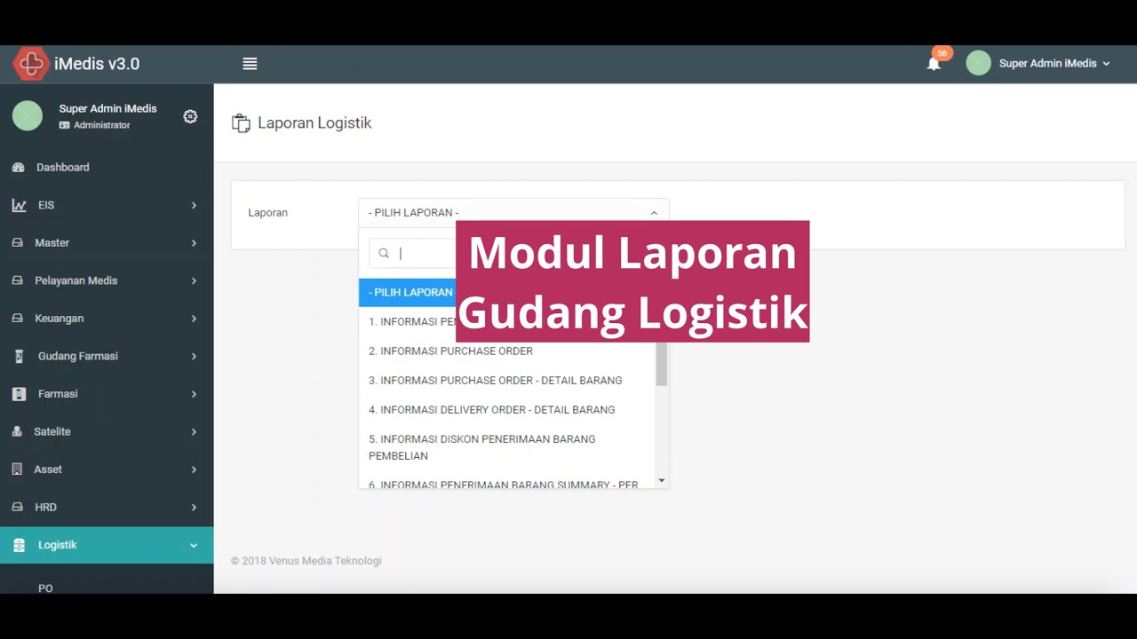 Software Rumah Sakit - Modul Laporan Gudang Logistik - iMedis by VMT Software - YouTube