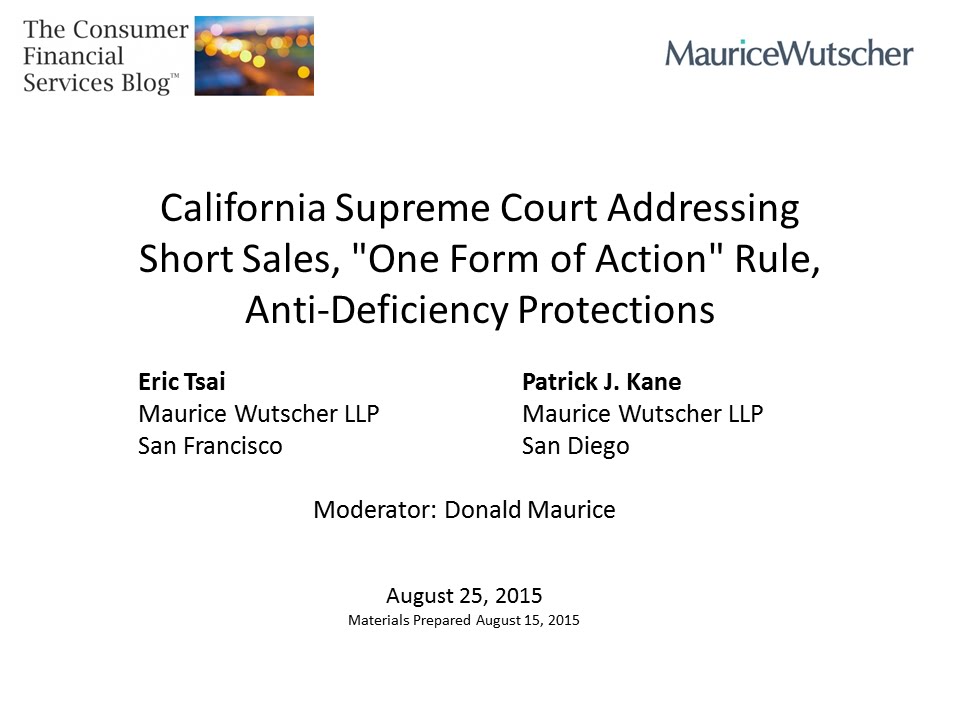 Promo: California's "One Form of Action" Rule - YouTube