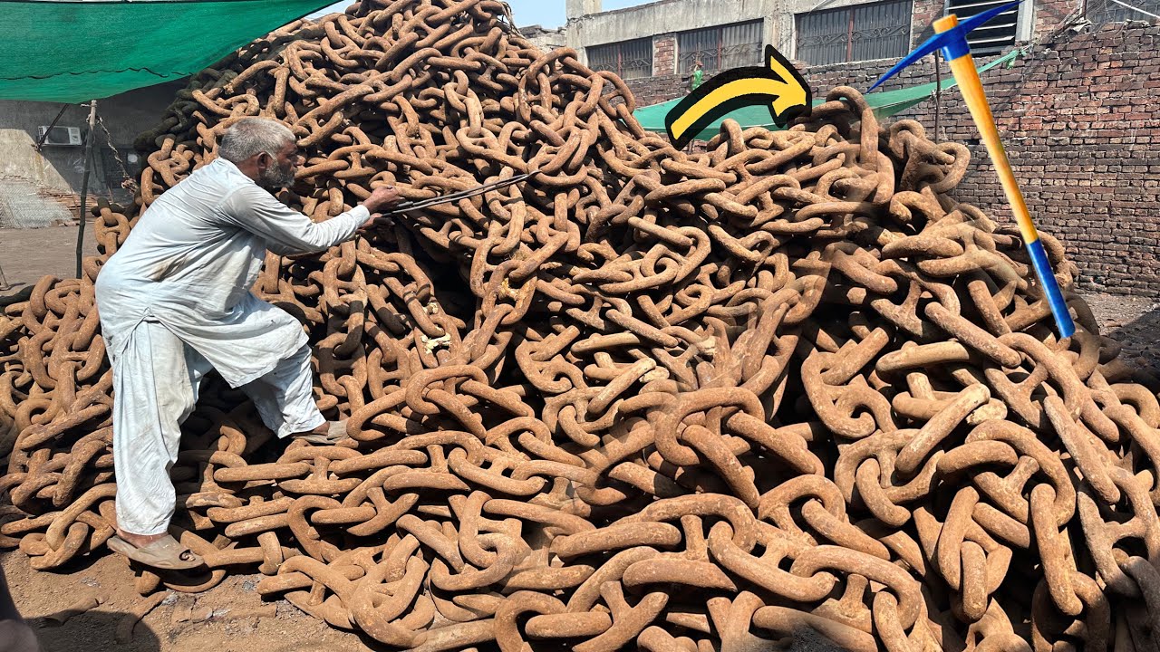 Incredible Process of Recycling Ship Anchor Chain into Pickaxe ⛏️ ...