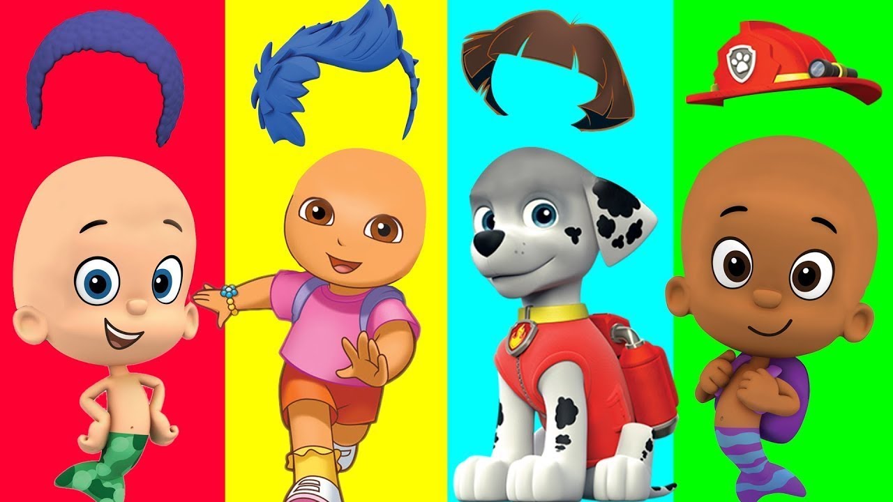 Wrong Hairs Paw Patrol Bubble Guppies Dora Finger Family Song Nursery ...