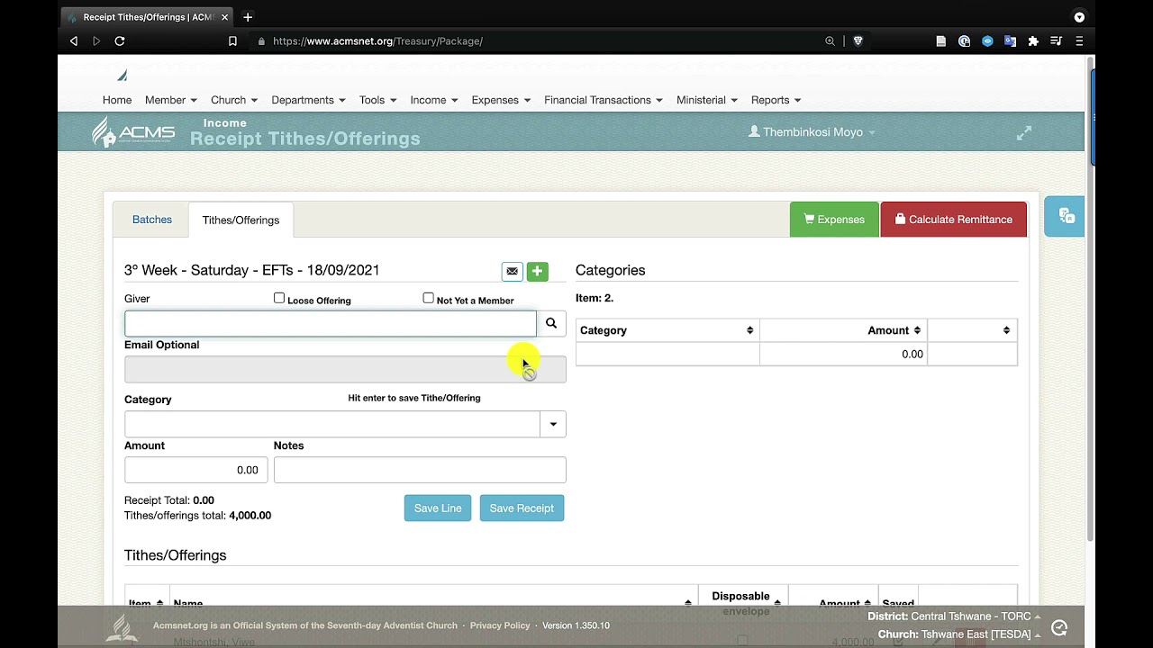 How to process Receipts in ACMS Treasury - YouTube