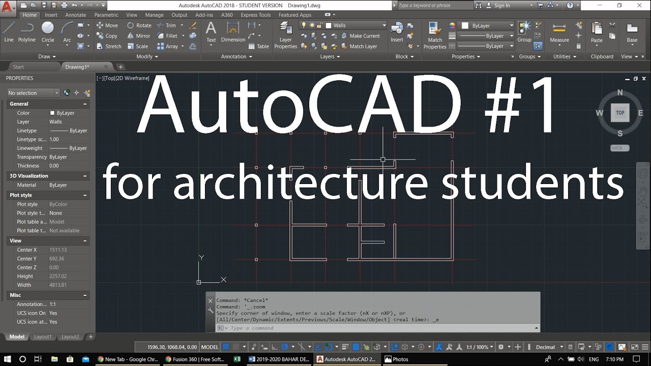 AutoCAD Tutorial for Architecture Students #1 Classwork 1 - YouTube