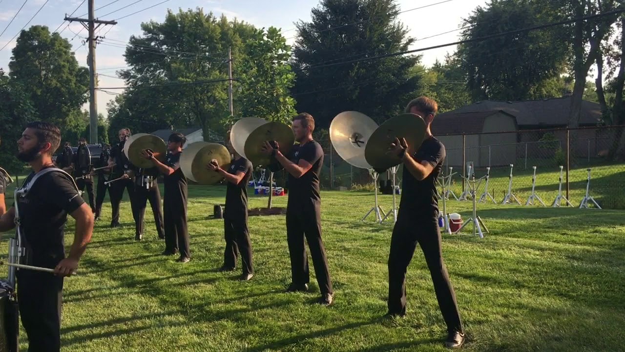 DCI Mandarins Cymbal line in the lot at centerville Ohio 2017 - YouTube