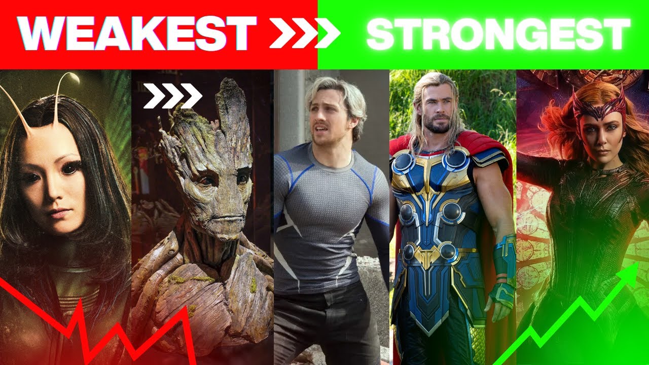 MCU Main Characters From Weakest To Strongest Superheros, Ranked - YouTube