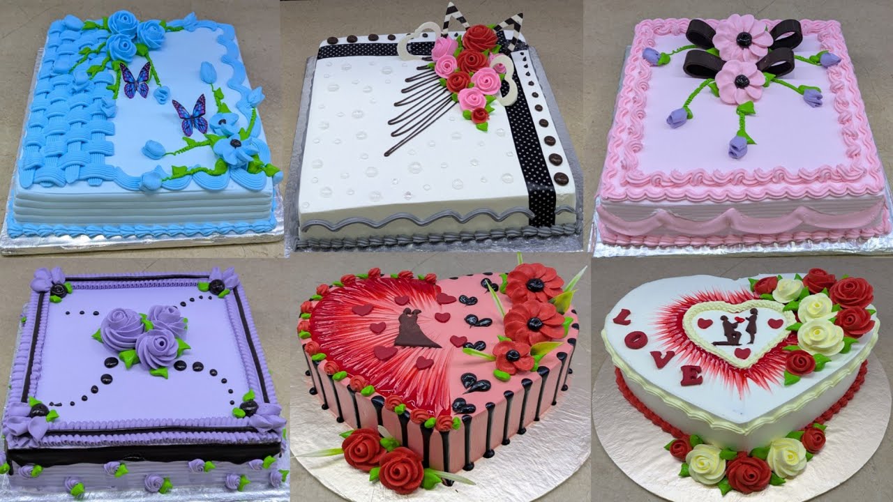 Square Shape And Heart Shape Cake Decorated Design Cake Beautiful ...