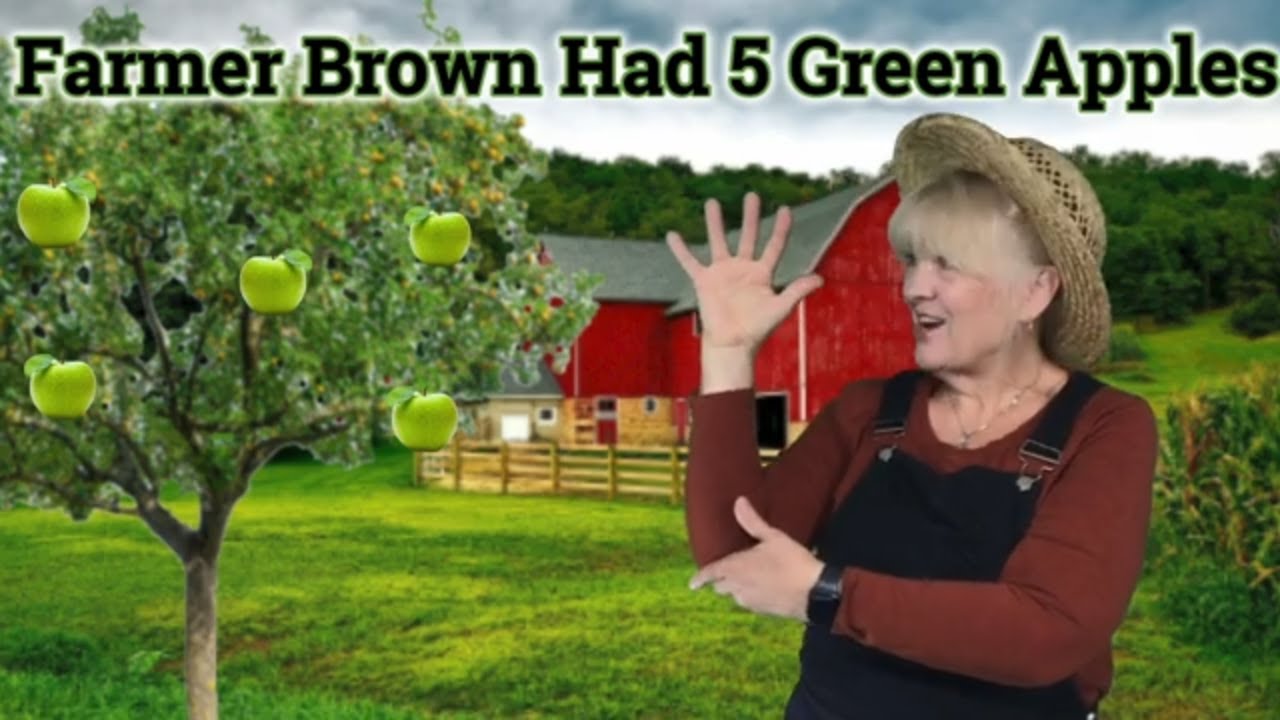 Farmer Brown had Five Green Apples hangin' on a tree preschool song ...