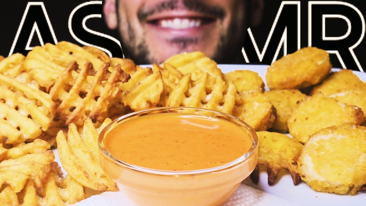 ASMR CHICKEN NUGGETS & WAFFLE FRIES (EATING SOUNDS) NO TALKING MUKBANG ...