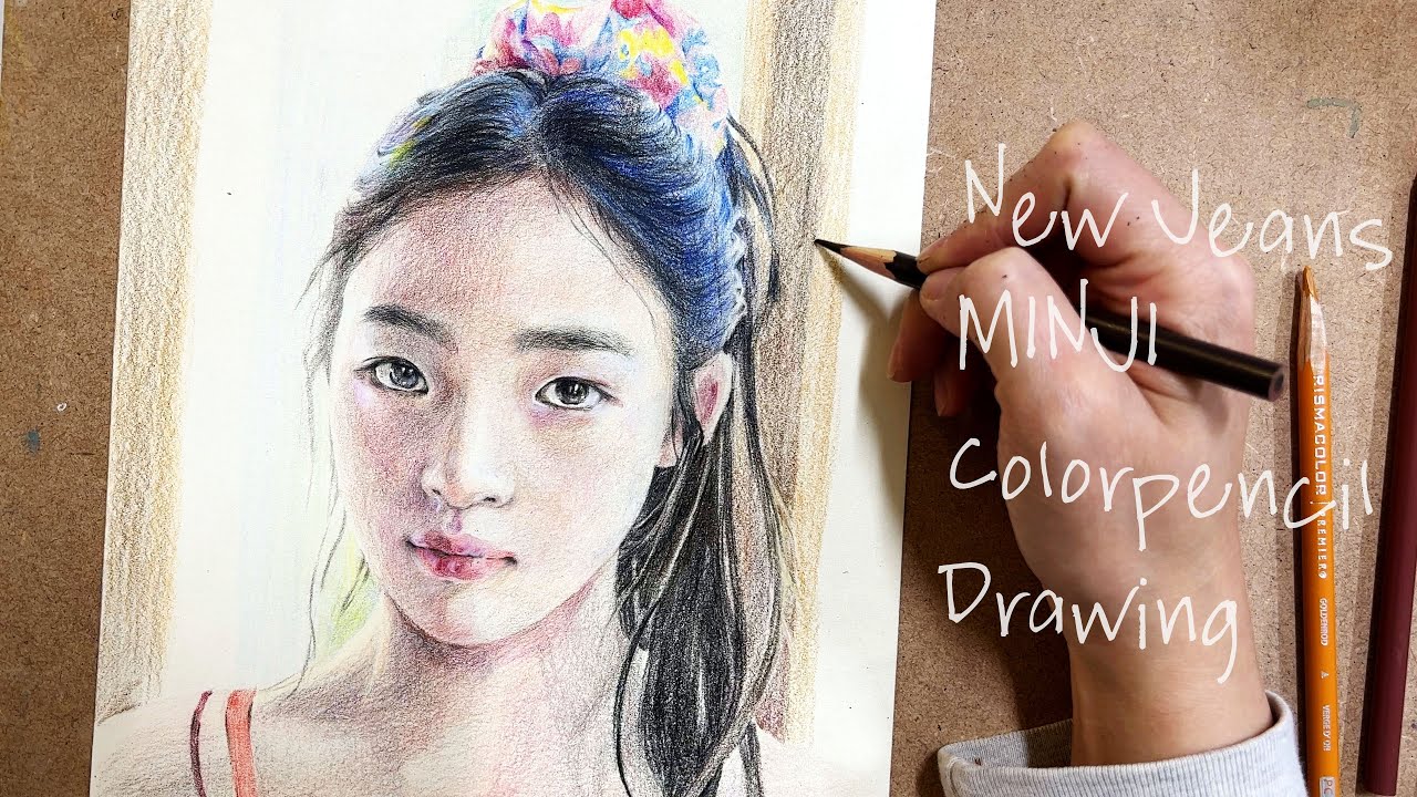 뉴진스 민지 색연필화 과정 ｜NewJeans Minji Colorpencil Drawing - YouTube
