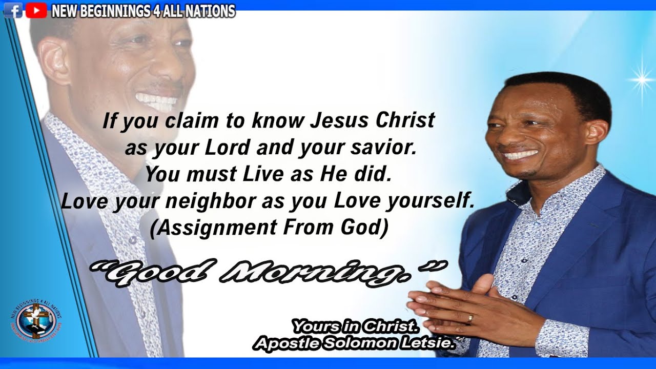Our Assignment From God || Message by Apostle Solomon Letsie. - YouTube