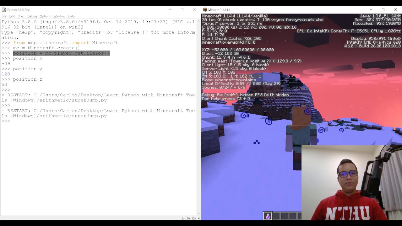 Learn Python With Minecraft Part 3 Python Arithmetic Lesson 4