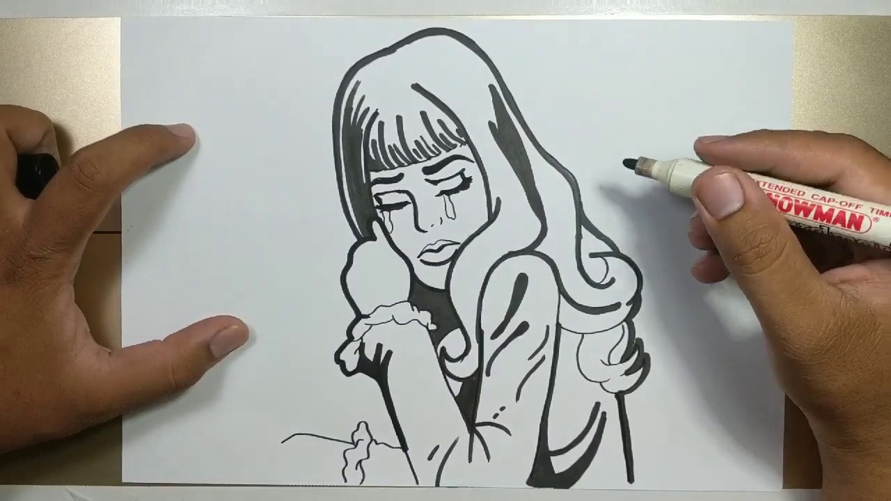 How To Draw Girl Crying In 5 Minutes Youtube
