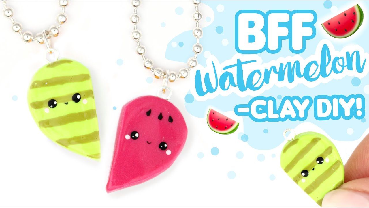 DIY Watermelon HEART BFF! - Polymer Clay tutorial | KAWAII FRIDAY - YouTube