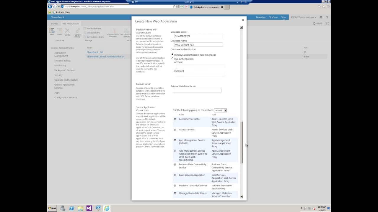 Implementing and Configuring FBA in SharePoint 2013 - Part 1 - Creating the Web App - YouTube