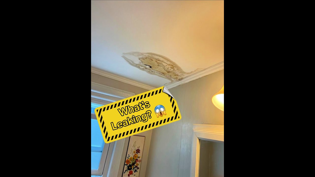 Ceiling with bad water stain toilet leaking at base 😱 Replacement of ...