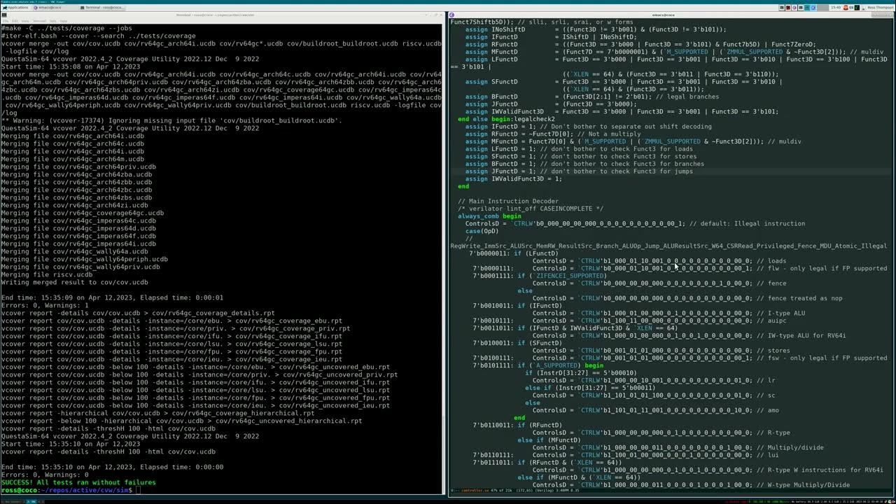 RISC-V Wally Processor Questa Code Coverage Example 1 - YouTube